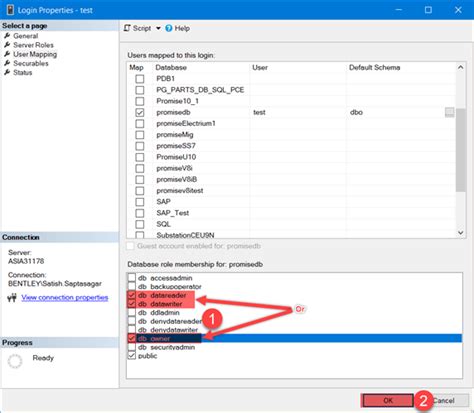 openutilities minimum sql user permission for promis e users