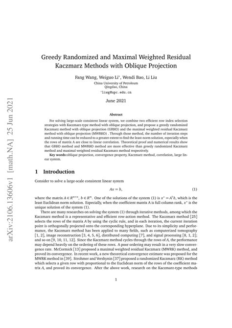 Pdf Greedy Randomized And Maximal Weighted Residual Kaczmarz Methods