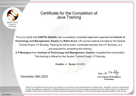 Completed Java Training By Spoken Tutorial Kartik Gangil Posted On The Topic Linkedin