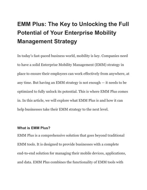 Ppt Emm Plus The Key To Unlocking The Full Potential Of Your