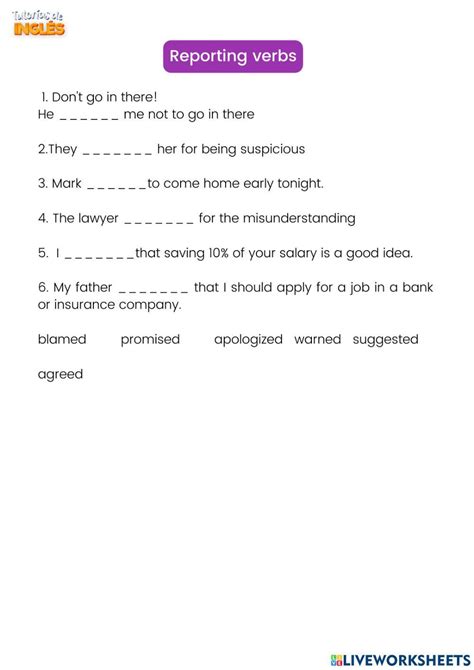 Reporting Verbs Free Interactive Worksheets 2240950