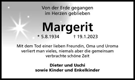 Traueranzeigen Von Margerit Kurz Trauer Anzeigen De