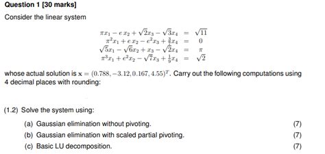 Solved Question Marks Consider The Linear System Chegg