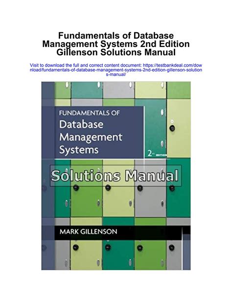 Fundamentals Of Database Management Systems 2nd Edition Gillenson
