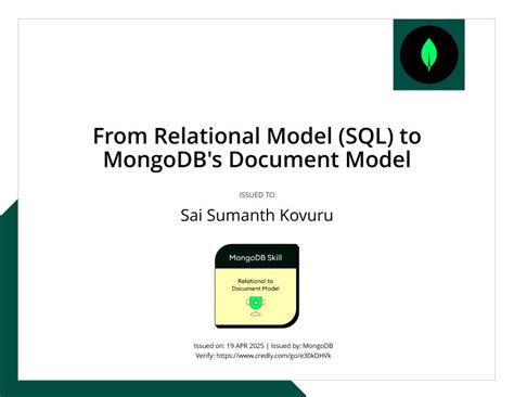 Mongodb Skillbadge Learning Databasedesign Documentmodel Mongodb Sai Sumanth Kovuru