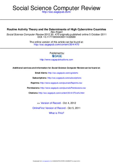 Pdf Routine Activity Theory And The Determinants Of High Cybercrime Countries