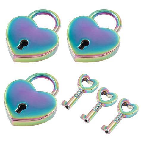 Murtenze 3 Pcs Mini Colorful Heart Shaped Love Lock Small Cute