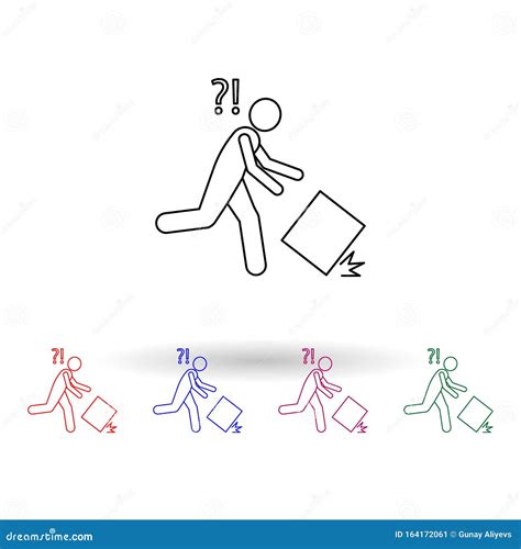 The Box Falls From The Hands Of A Man Multi Color Icon Simple Thin Line Outline Of Carrying