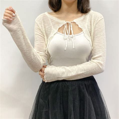 무배 볼레로 크롭 가디건 여름 커버업 나시레이어드 시스루