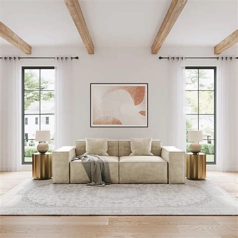 Modern Modular Sofa With Square Track Arms