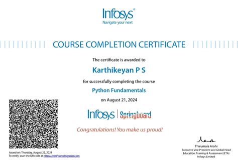 P S Karthikeyan On Linkedin I Have Successfully Completed The Python Fundamentals Course On
