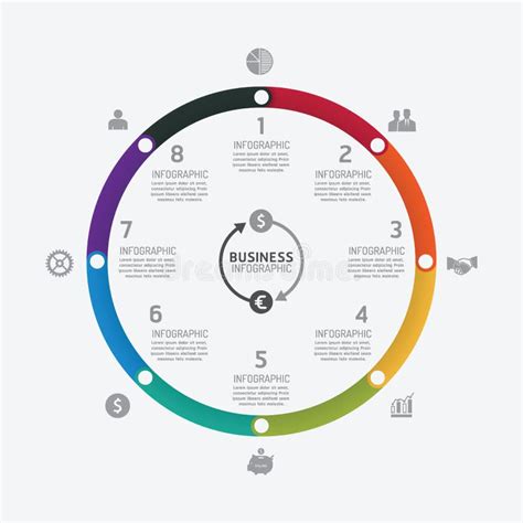 Business Data Process Chart Abstract Elements Of Graph Diagram With Icons Stock Vector