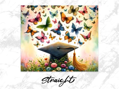 Graduation Butterfly Tumbler Design Colorful Digital File Instant