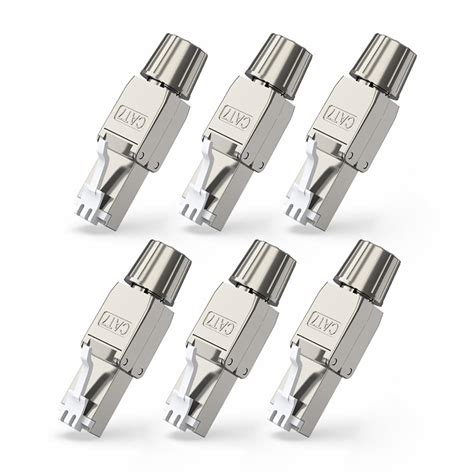 Zoerax Cat7 Cat6a Rj45 Connector 6 Pack Tool Free Zinc Alloy Shielded
