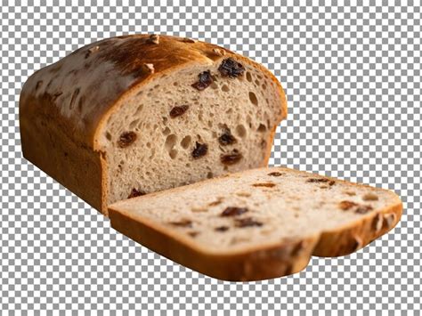 투명 배경에 고립 된 신선한 건포도 빵 덩어리 프리미엄 Psd 파일
