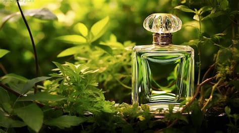 A Bottle Of Perfume Sits In The Grass Premium Ai Generated Image