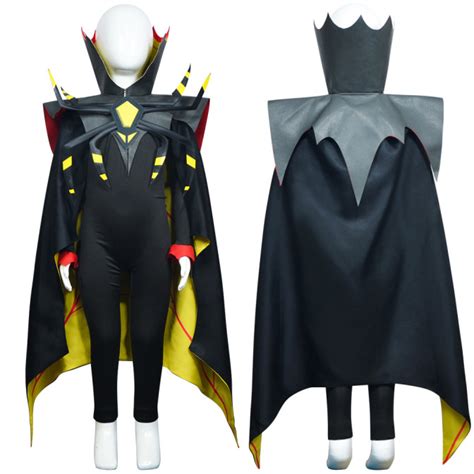 Hazbin Hotel Zestial Costume Black Bodysuit Cape Hat Set Zestial
