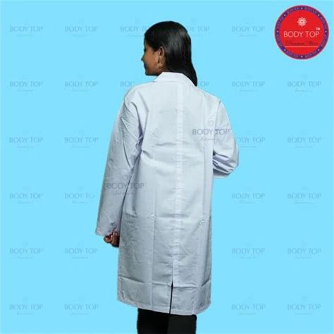 White Collar Lab Coat Full Sleeve Knee Length For Hospital Machine