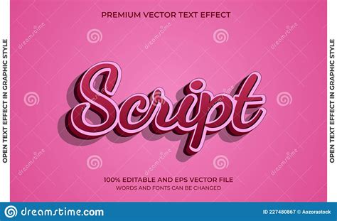 3d script text effect editable text style stock vector illustration