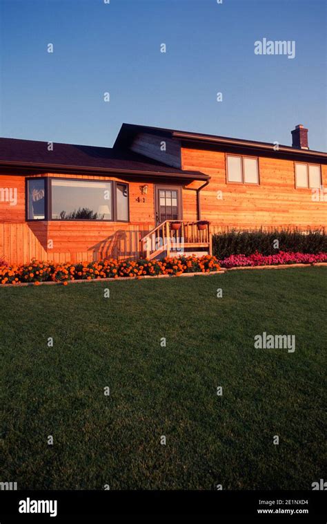 Residential House Exterior In Middle Class Neighborhood Mt Usa Stock