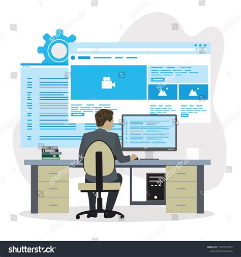 Web Development Backend Frontend Developermale Character Stock Vector Royalty Free