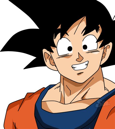 Goku Face Epic Reaction Saiyan Smile Iconic Grin Manga Style Png