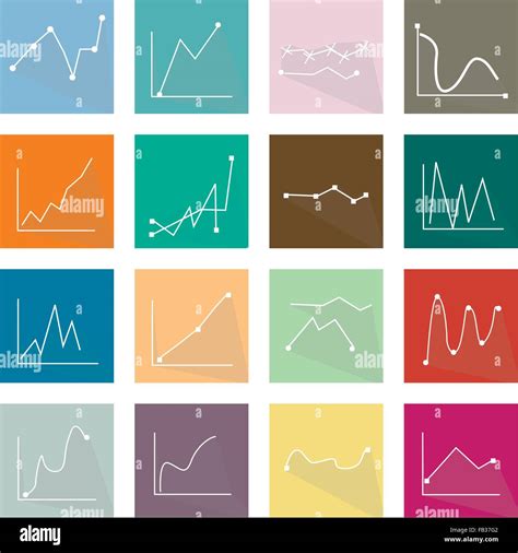 Flat Icons Illustration Set Of 16 Infographics Linearregression Chart And Graph Icon Labels