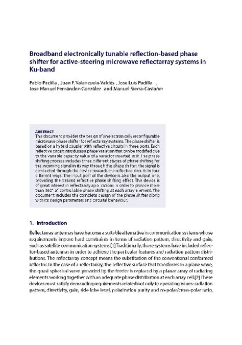Pdf Broadband Electronically Tunable Reflection Based Phase Shifter