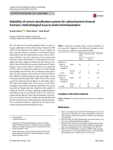 Pdf Reliability Of Current Classification Systems For Periprosthetic