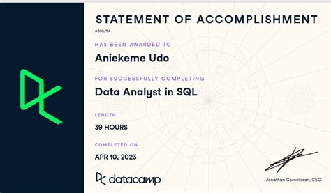 aniekeme udo on linkedin datacampscholarship sql datacampdonates dataanalytics datacamp