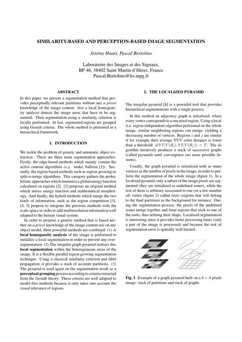 Pdf Similarity Based And Perception Based Image Segmentation