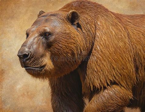 Prehistoric Giant Bear Roaring In Ancient Wilderness Stock Illustration