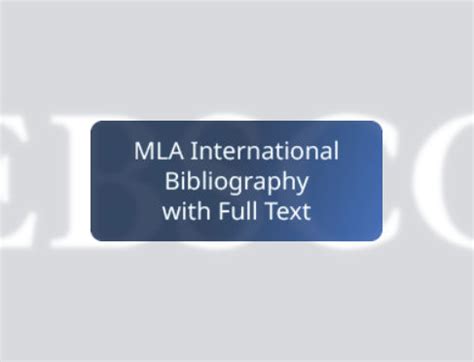 MLA International Bibliography With Full Text Biblioteka UKSW