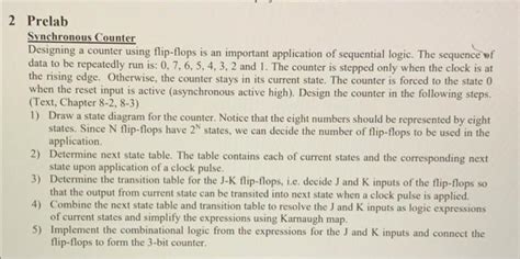 Solved 2 Prelab Synchronous Counter Designing A Counter