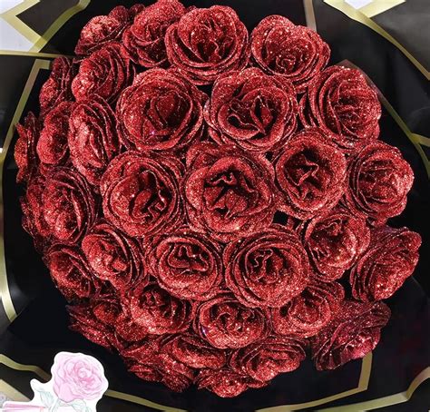 Glitter Rose Bouquet Handcrafted Unique Flower T Madeofrose