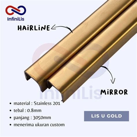Jual Lis U Gold Lis U Sus 201 Gold 20 X 20 X 20mm Mirror 3050mm Kota Tangerang