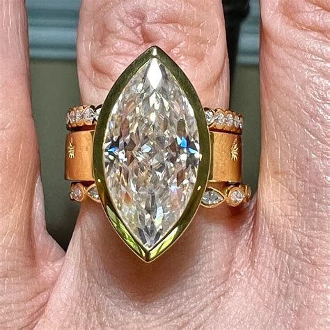 10k Yellow Gold 4ct Marquise Cut G Vvs2 2ex Lab Grown Diamond