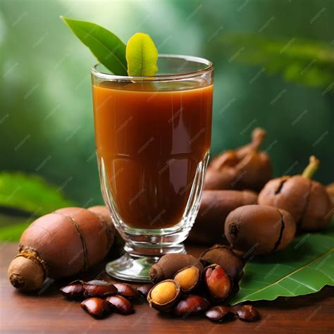 Premium Photo Tamarind Juice In A Glass With Ripe Tamarinds And
