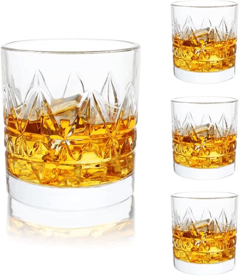 Buy Whiskey Glass Set Of 4 Crystal Old Fashioned Glasses Thick Bottom Bourbon Glasses Old