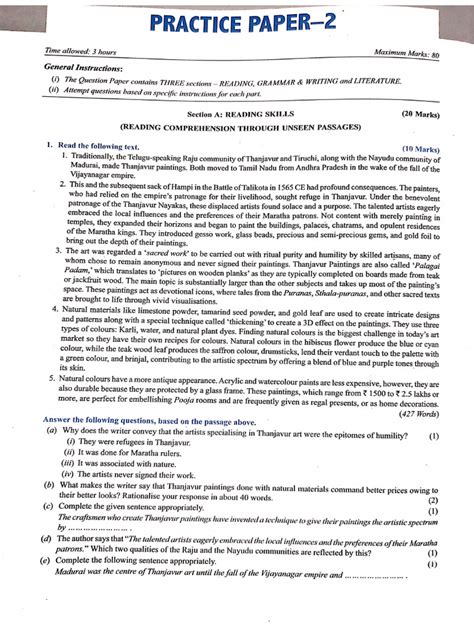 English Sample Paper Class 10th Pdf