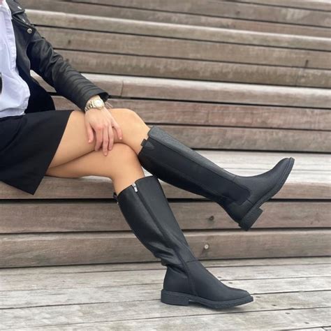 Duffy Gerbini Tre Lang Støvle Sort Skindoverdel Damkjær Sko