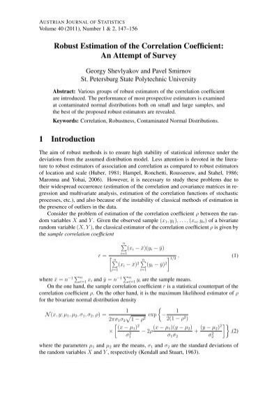 Robust Estimation Of The Correlation Coefficient An Attempt Of