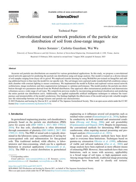 (PDF) Convolutional neural network prediction of the particle size distribution of soil from ...