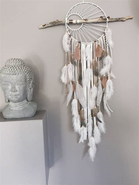 Catch Dreams Dreamcatcher Weaving Sun In White Beige And Etsy