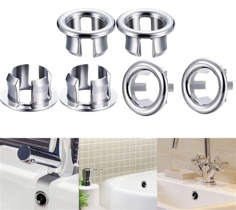 Nogis 6 Pack Sink Overflow Ring Brushed Nickel Bathroom Kitchen Sink