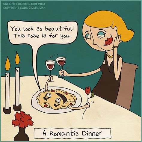 Pun Cartoon And Puns Humor About A Romantic Dinner ตลกขำขัน หนังสือ