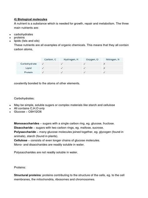 Biology Ch 4 Biological Molecules Pdf Glucose Carbohydrates