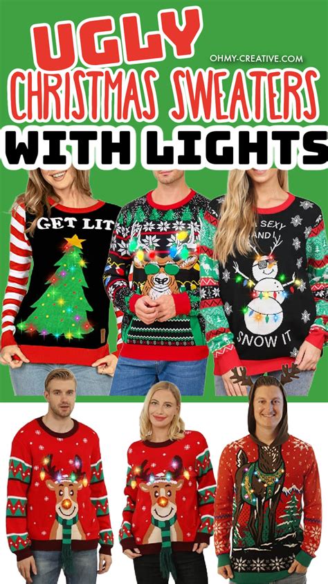 20 Ugly Christmas Sweater With Lights Oh My Creative