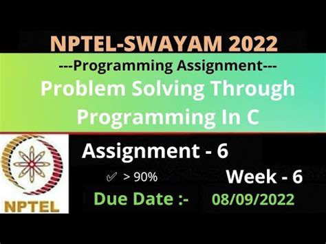 NPTEL: Problem Solving Through Programming In C Week 6 Programming Assignment Answers - YouTube
