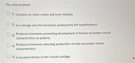 Solved The Adrenal Glandcontains An Outer Cortex And Inner Solved The Adrenal Glandcontains An Outer Cortex And Inner